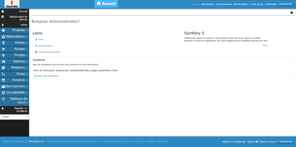 Nouvelle Interface Aperçu Générale – PHPReaction | Logiciels de gestion ...